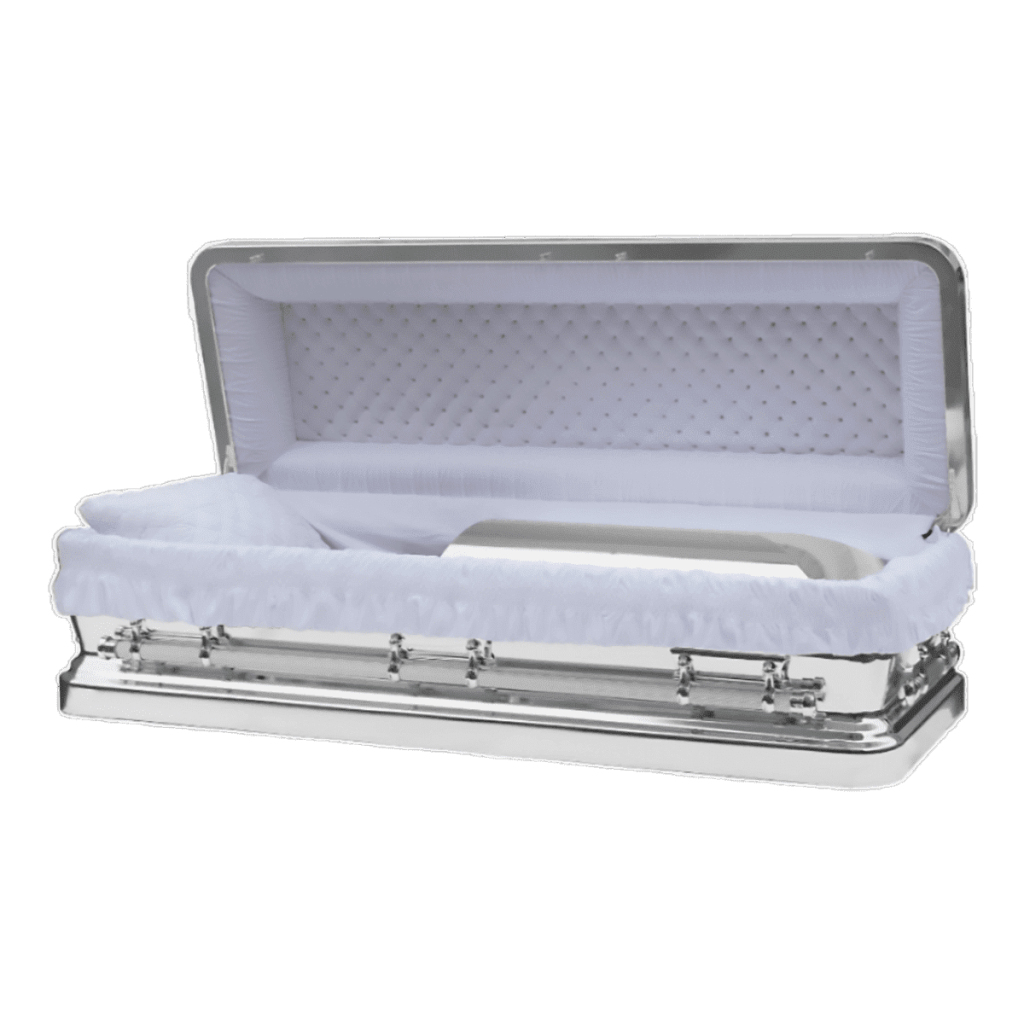 Silver Chrome Casket Full Couch - Empire Caskets